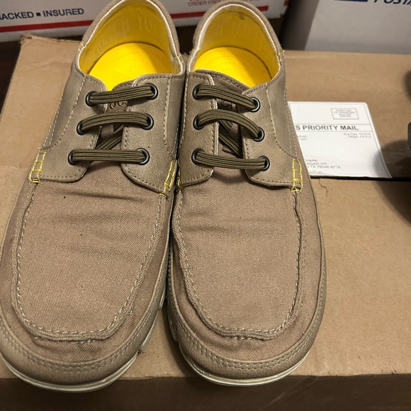 CROCS | Shoes | Crocs Mens Tan Canvas Boat Shoes | Poshmark